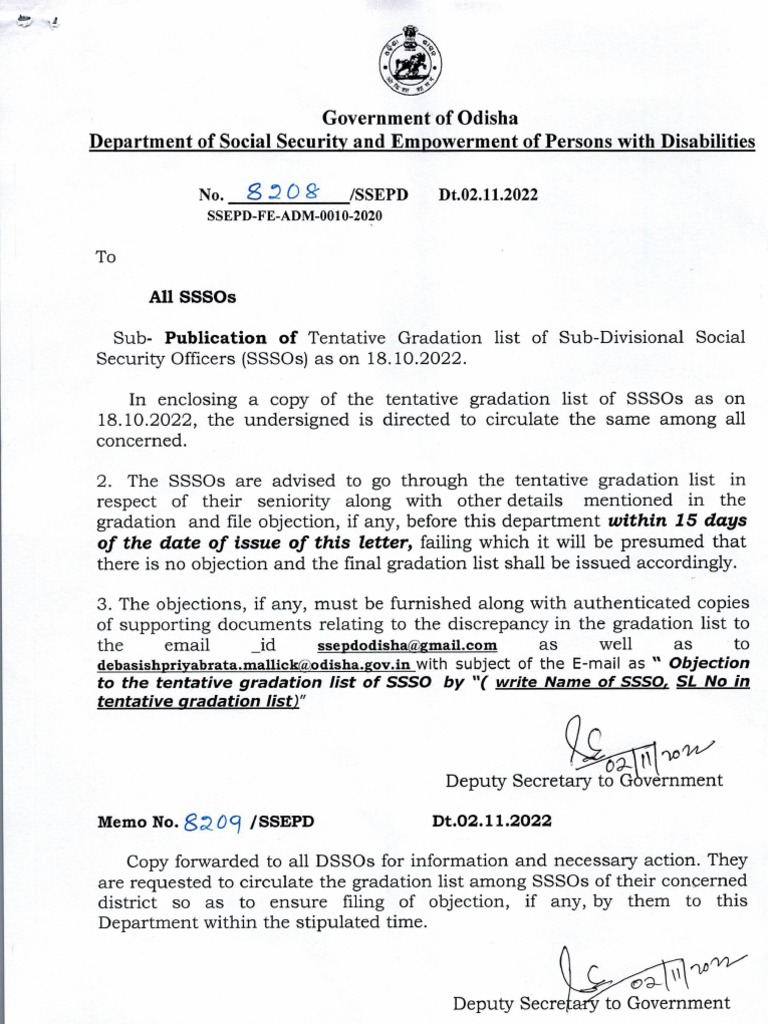 Government of Odisha Department of Social Security and Empowerment of ...