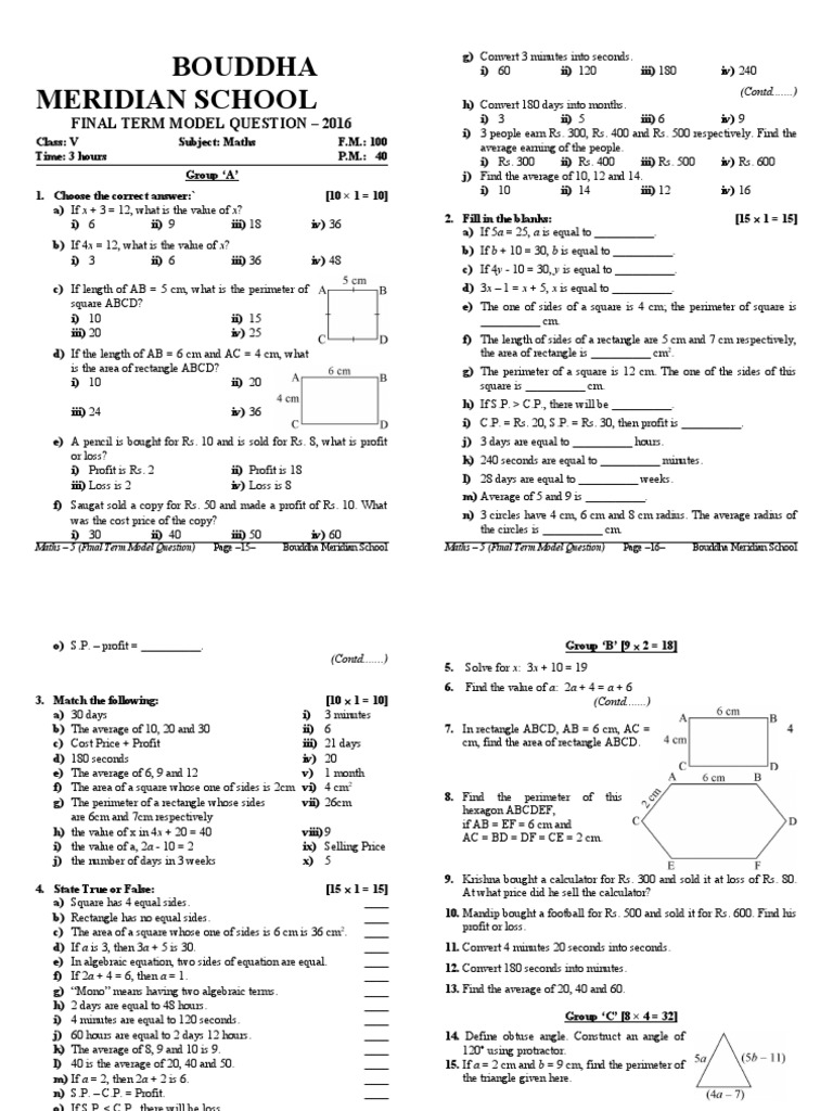Maths 5 Pdf Area Mathematics