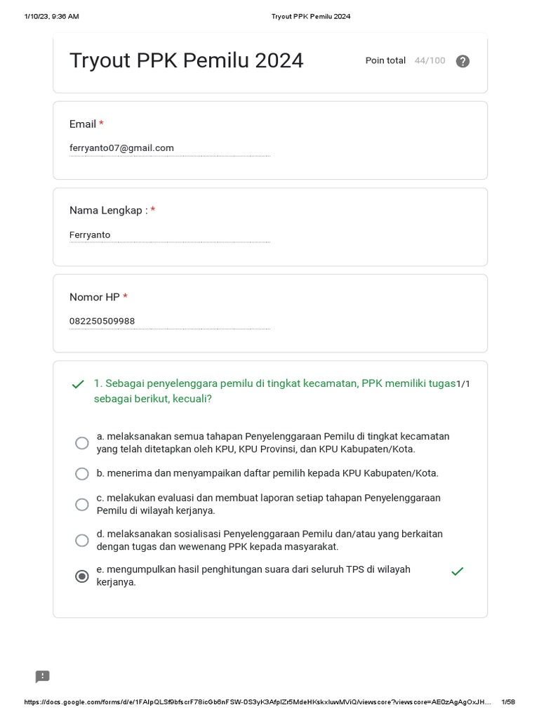 Tryout PPK Pemilu 2024 | PDF | Hukum
