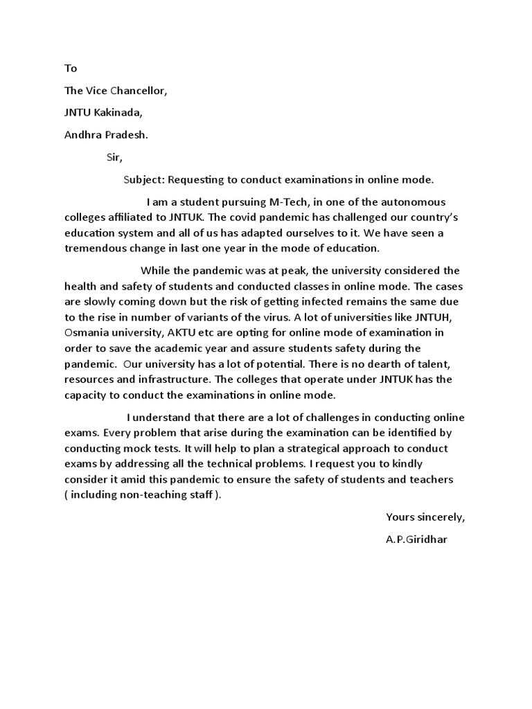letter requesting vice chancellor | PDF