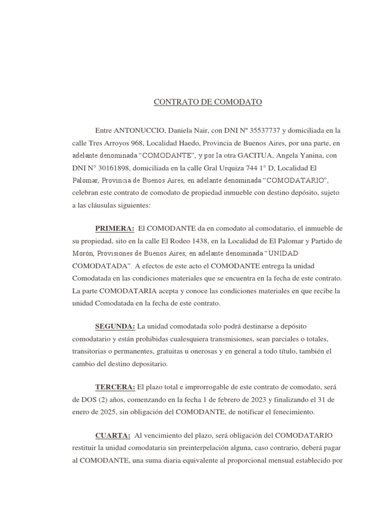 Contrato de Comodato | PDF