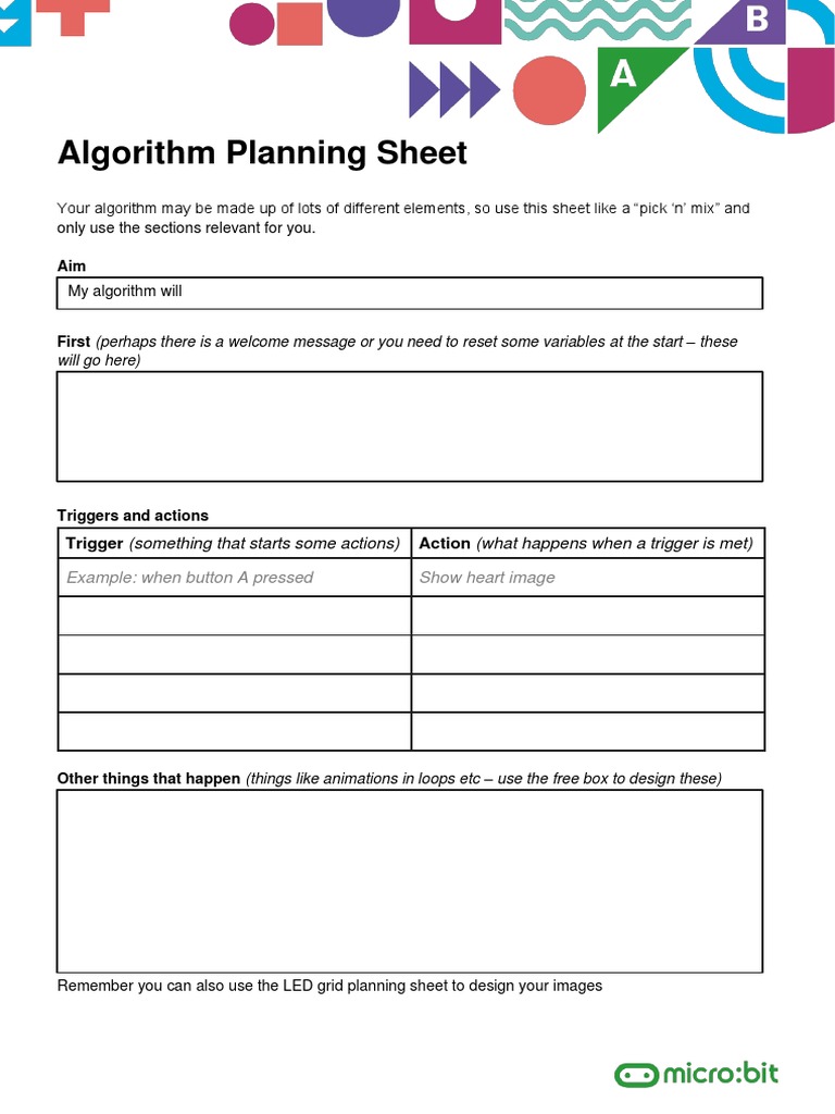 Scaffolded Algorithm Planning Sheet PDF | PDF