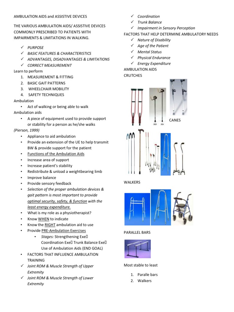 Ambulation Aids and Assistive Devices | PDF | Anatomical Terms Of ...