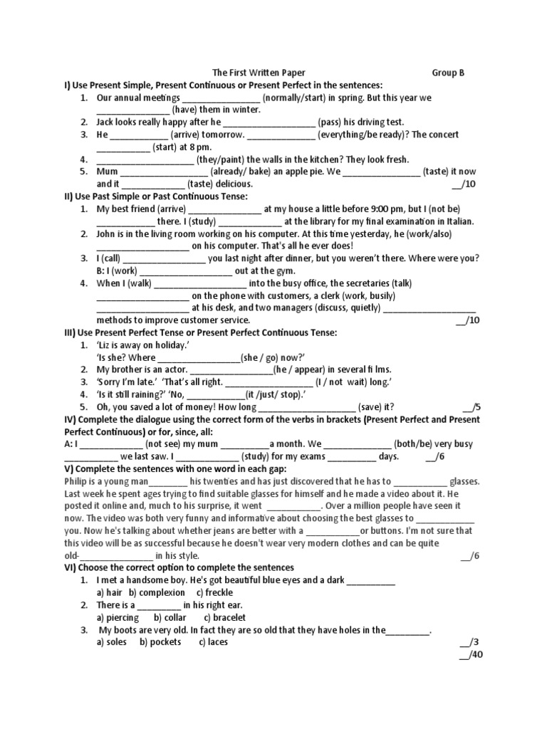 Test Example For 8th Grade Group B | Download Free PDF | Linguistics