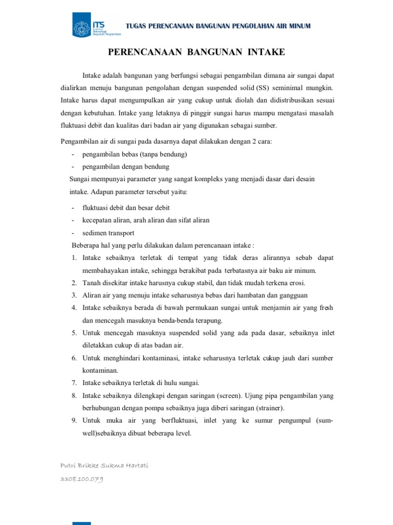 Desain dan Jenis Bangunan Intake | PDF