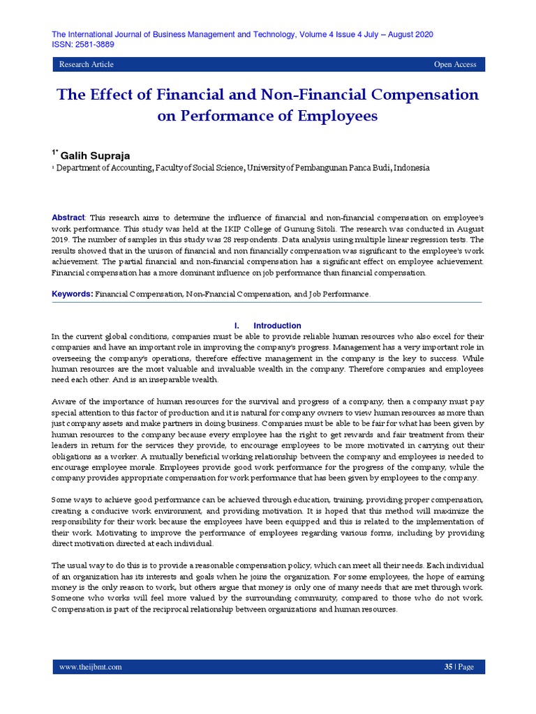The Effect of Financial and Non-Financial Compensation On Performance ...
