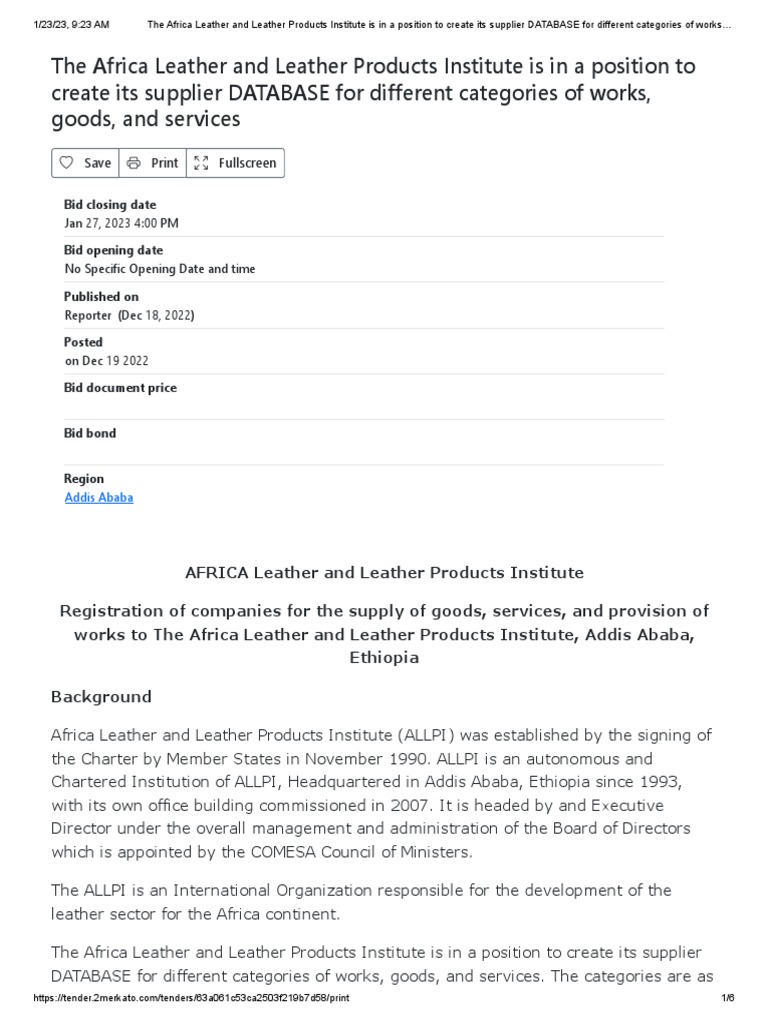 The Africa Leather and Leather Products Institute Is in A Position To ... The Africa Leather and Leather Products Institute Is in A Position To ...