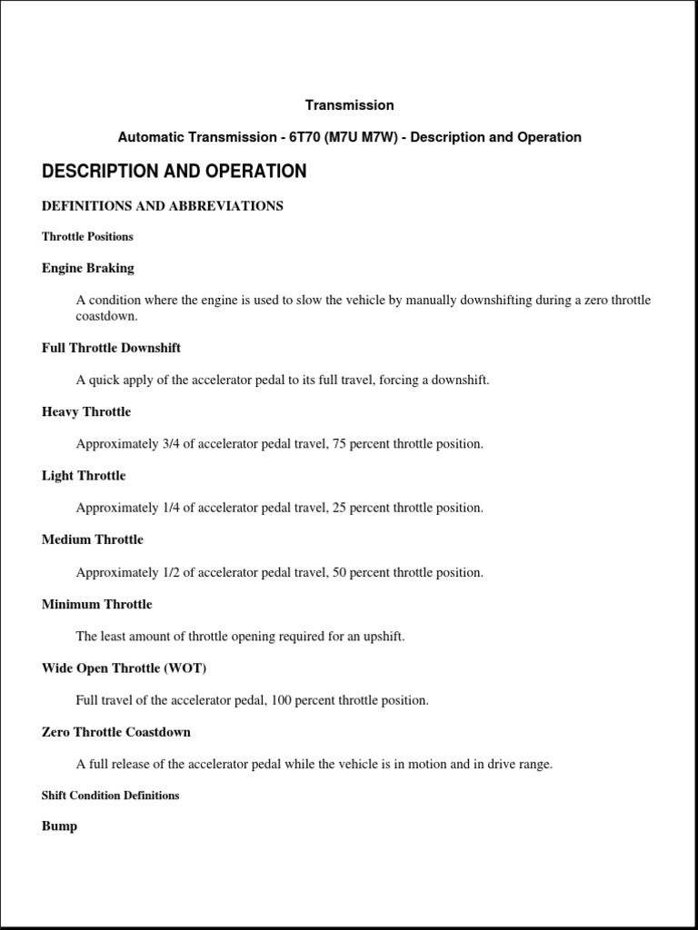 OPEL INSIGNIA 2013 Automatic Transmission – 6T70 (M7U M7W ...