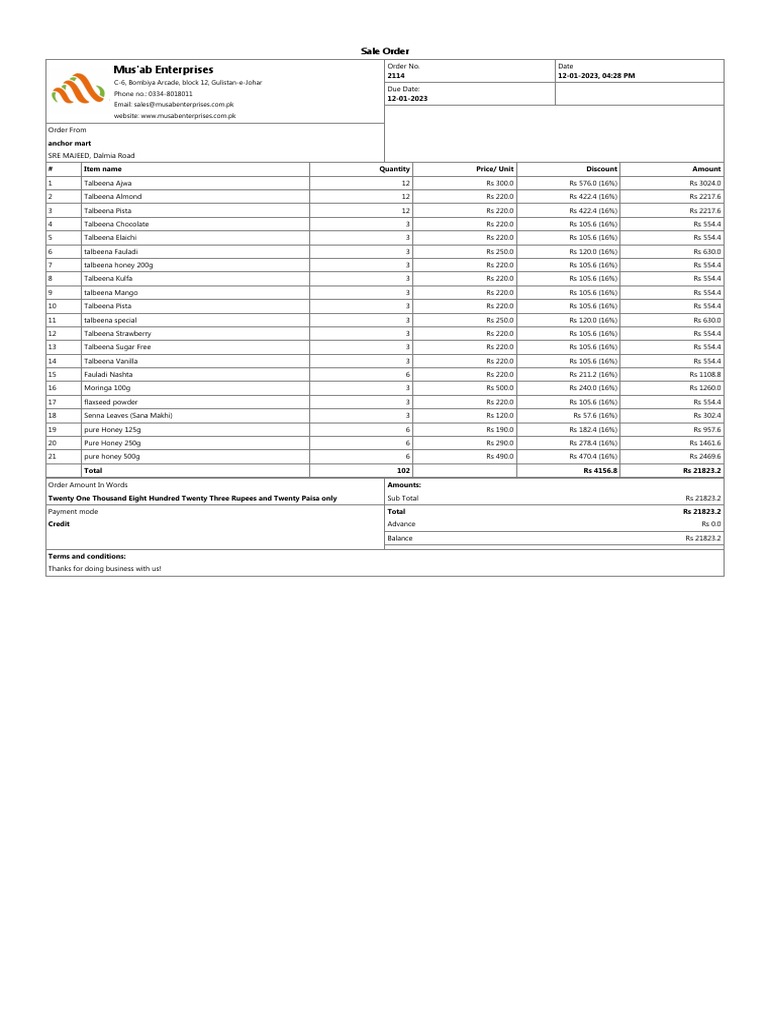 Anchor Sales Tax Invoice - 2114 - 12 - 01 - 23 | PDF