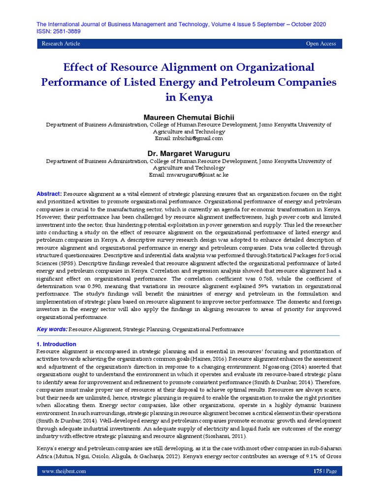Effect of Resource Alignment On Organizational Performance of Listed ...