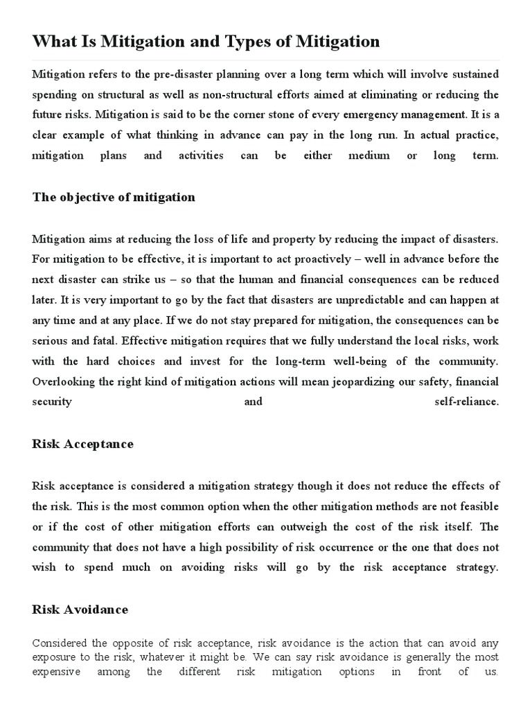 What Is Mitigation and Types of Mitigation | PDF | Risk | Climate ...