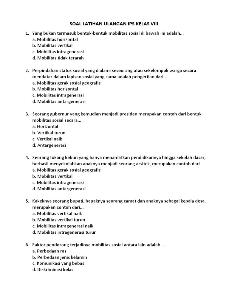 Soal PH Ips k.8 | PDF