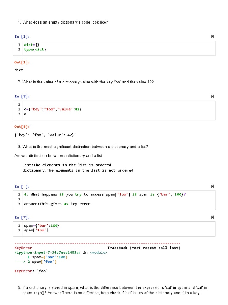 Dictionary Simple Examples | PDF | Computer Engineering | Computer ...