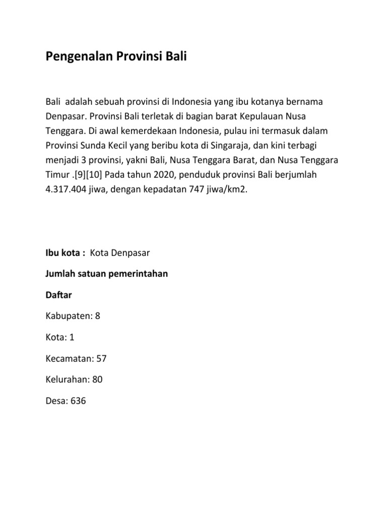 Pengenalan Prov Bali | PDF
