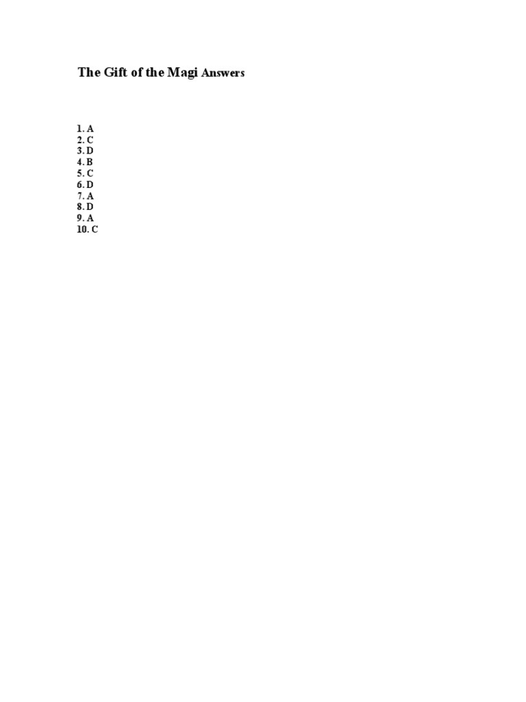 The Gift of The Magi Answers | PDF