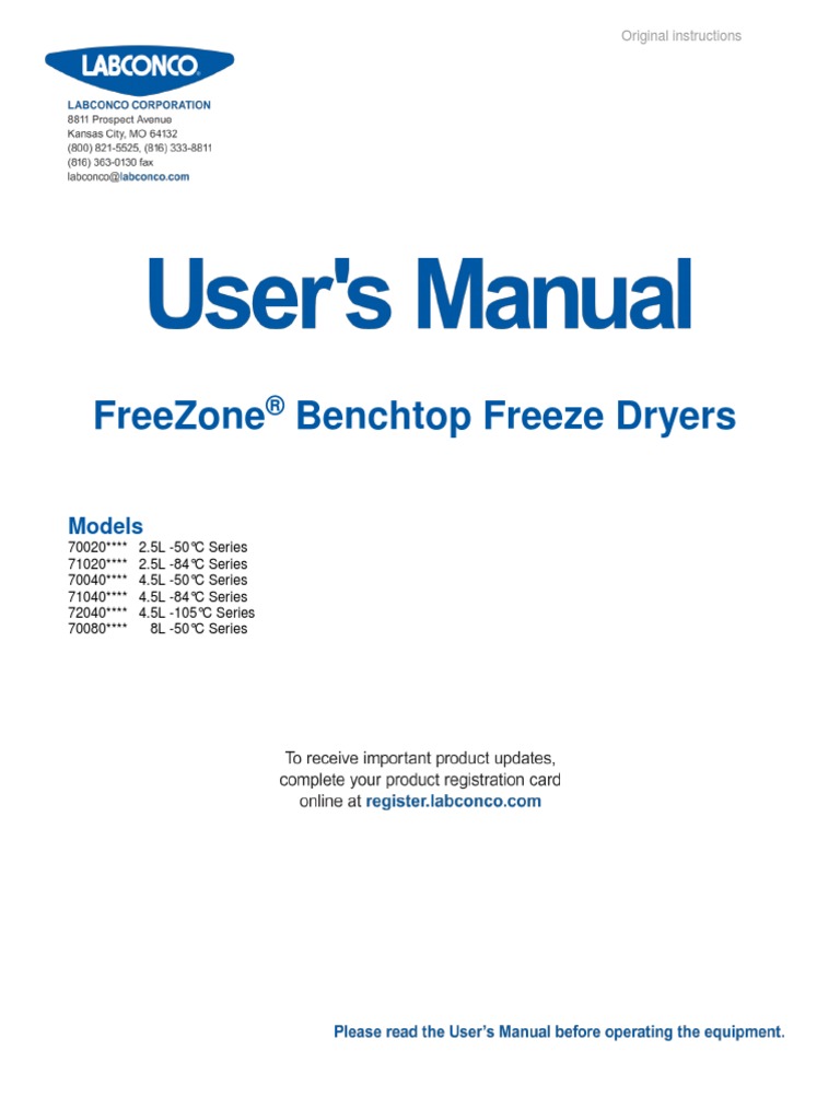 FreeZone Benchtop Freeze Dryers (7343000 Rev E) | PDF | Freeze Drying ...