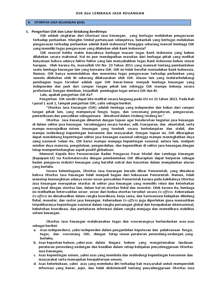 Ojk Dan Lembaga Jasa Keuangan | PDF