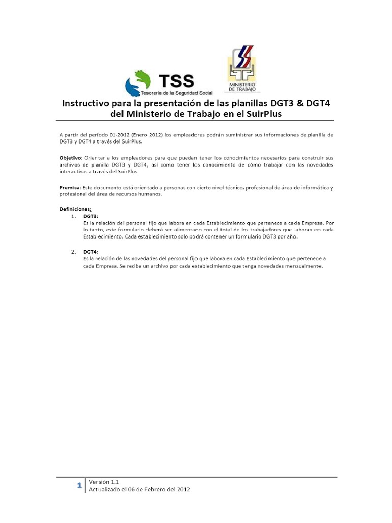 Instructivo para La Presentación de Las Planillas DGT3 & DGT4 Del ...