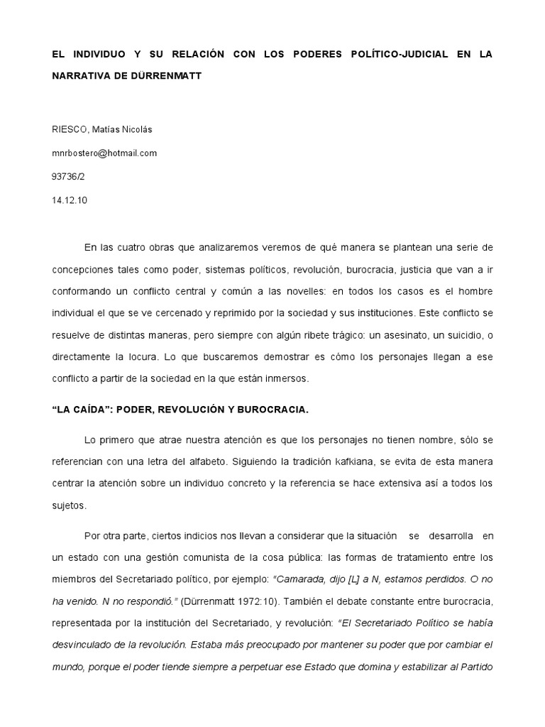 Riesco Durrenmatt | PDF | Estado (política) | Justicia
