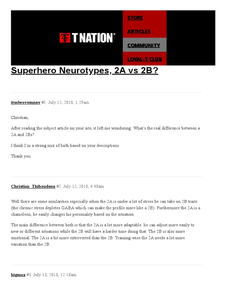 Superhero Neurotypes, 2A Vs 2B - Christian Thibaudeau Coaching - Forums ...