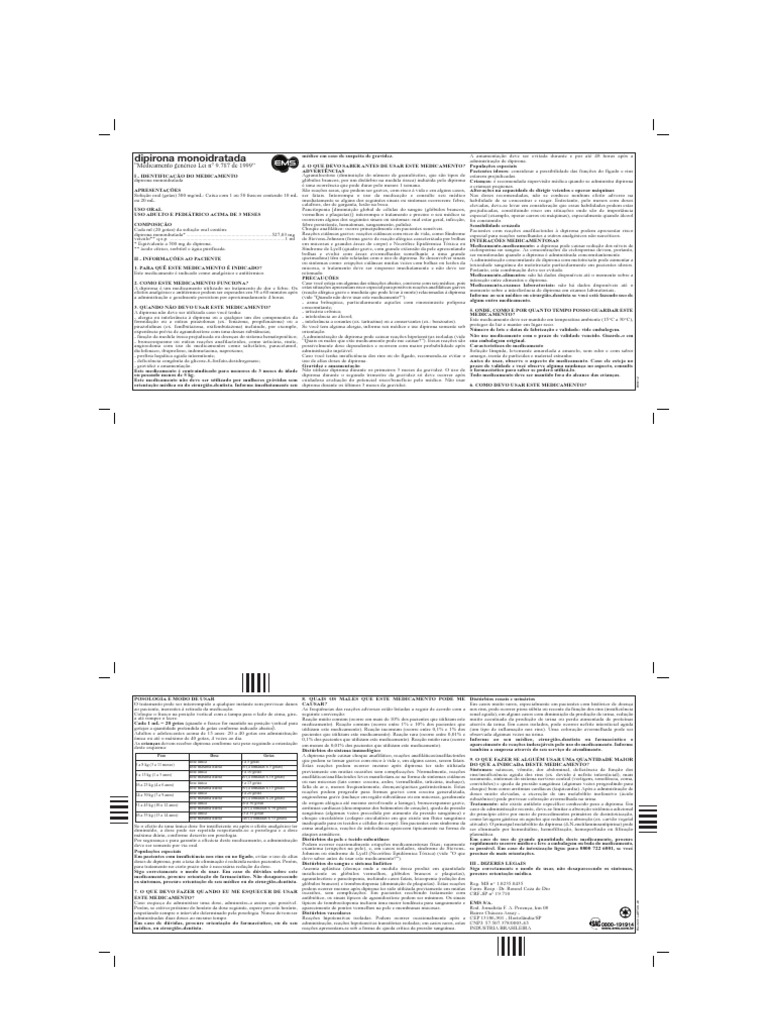 Bula Dipirona Sodica 10012 1410 | PDF | Gravidez | Alergia
