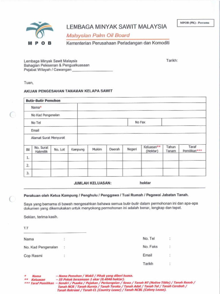 Pengesahan Tanaman MPOB | PDF
