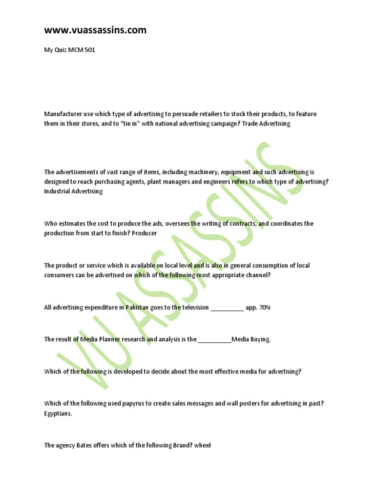 MCM 501 Advertising Concepts Overview | PDF