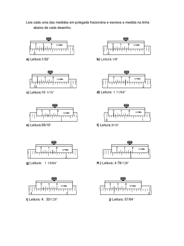 Conversão de medidas fracionárias em polegadas para números decimais | PDF
