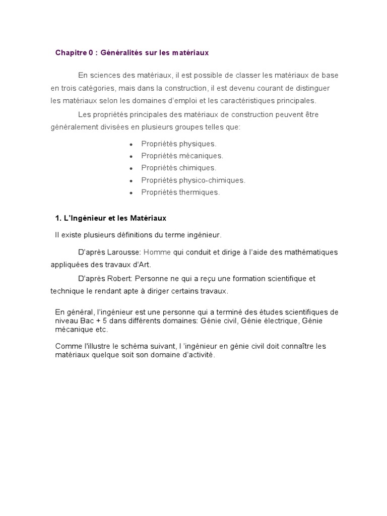 Matériaux de construction : caractéristiques et propriétés | PDF ...