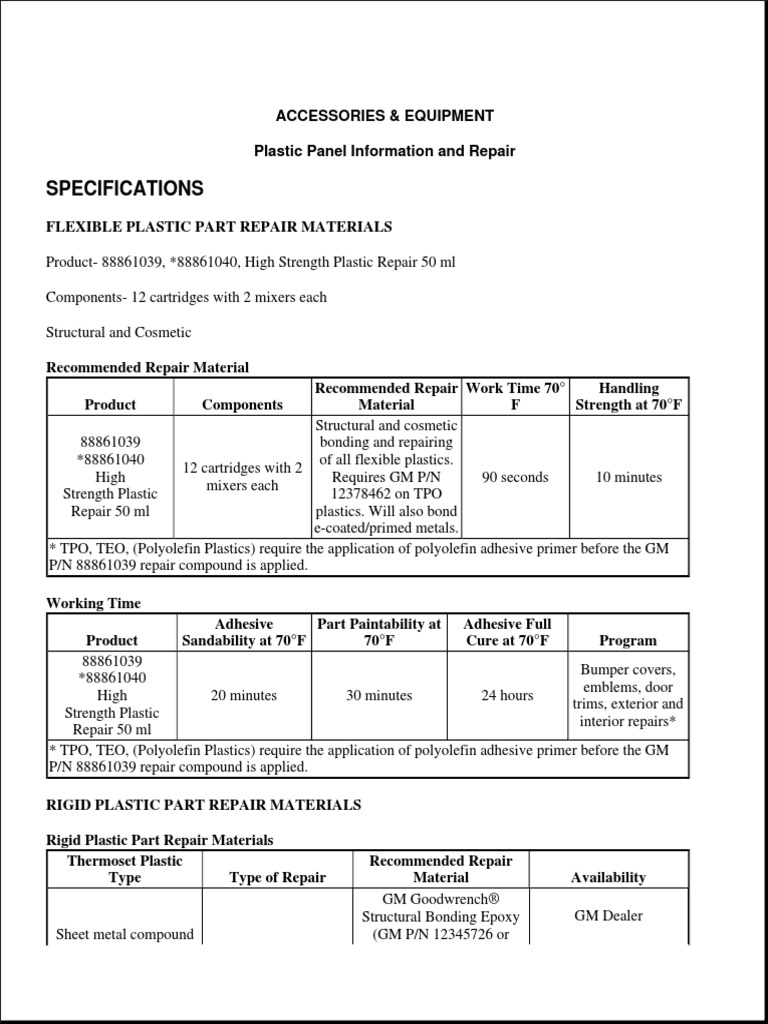 109 - Plastic Panel Information and Repair | PDF | Thermoplastic | Plastic