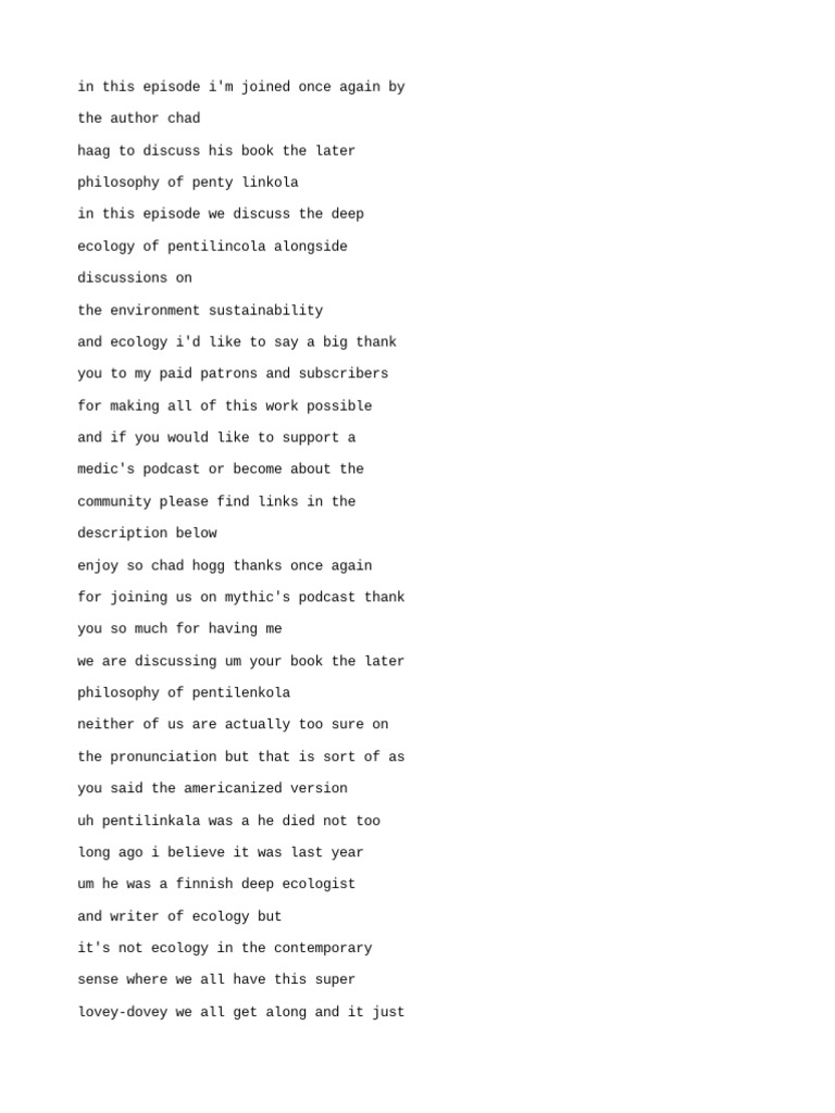 The Deep Ecology of Pentti Linkola With Chad Haag | PDF ...