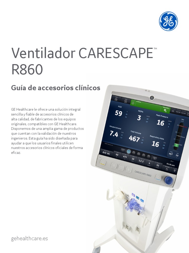 Ventilador CARESCAPE R860 Guia Accesorios Clinicos - JB00703ES | PDF ...