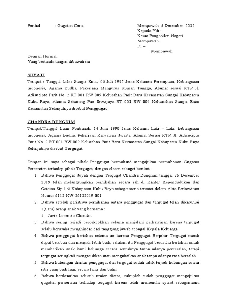 PERMOHONAN CERAI | PDF
