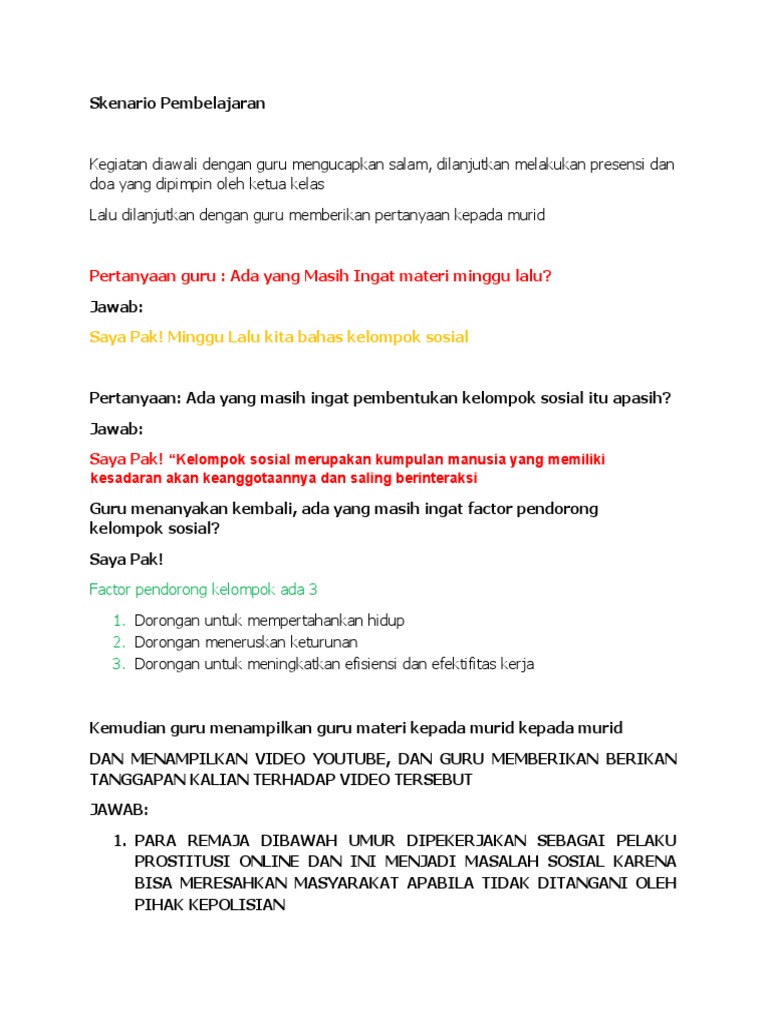 Skenario Pembelajaran | PDF