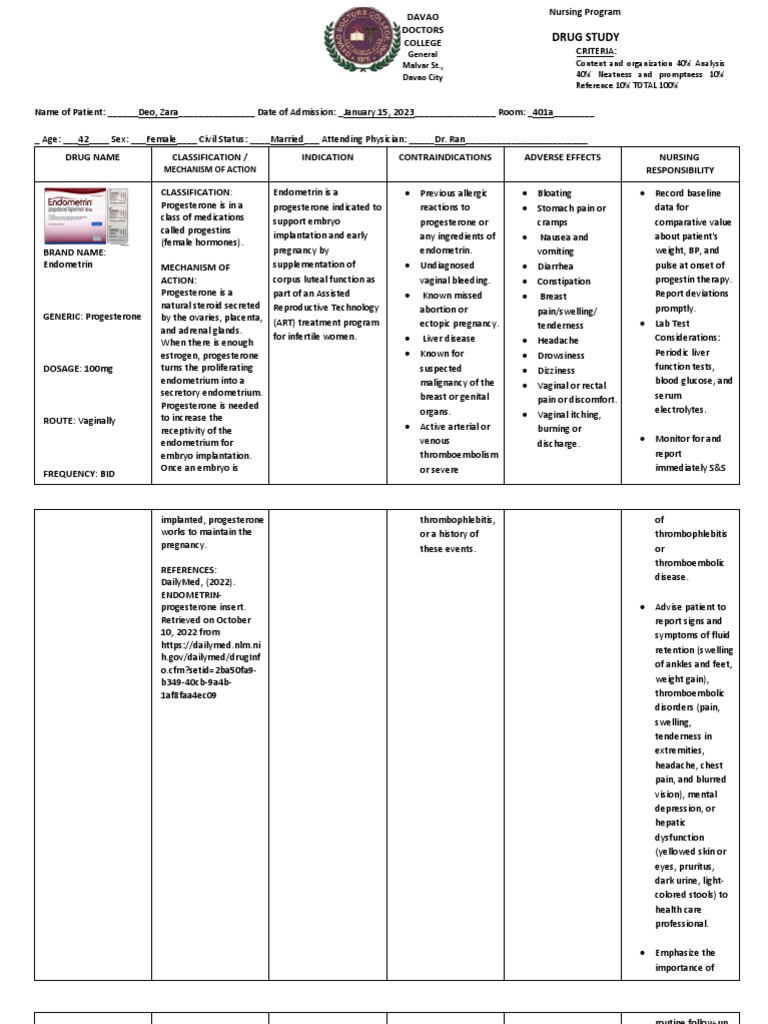 Endometrin Corvera Drug-Study | PDF | Health Care | Human Reproduction