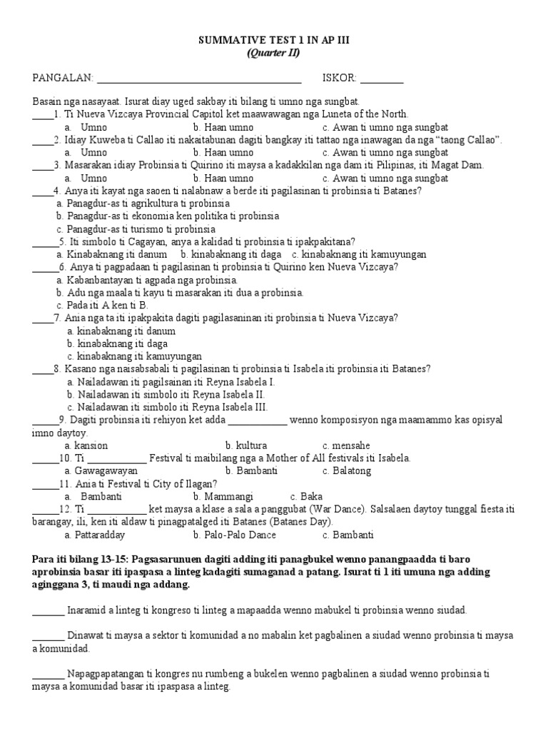 2nd Grading Summative Test in AP | PDF 2nd Grading Summative Test in AP | PDF