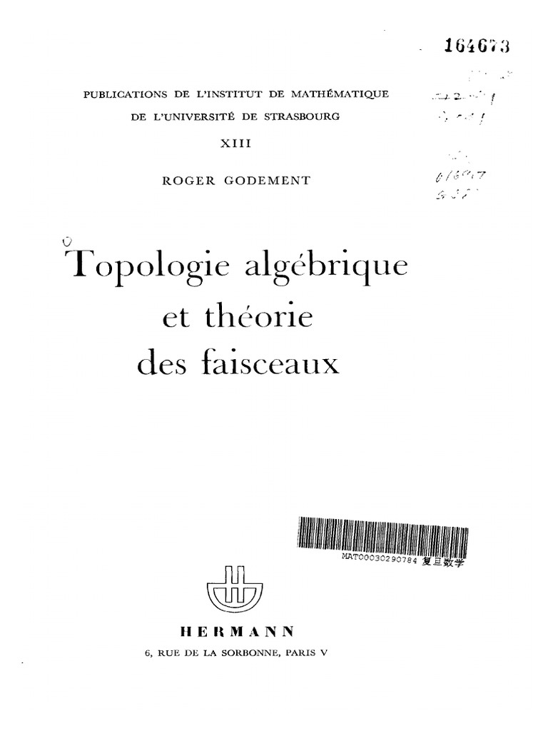Topologie Algebrique Et Theorie Des Faisceaux | PDF Topologie Algebrique Et Theorie Des Faisceaux | PDF
