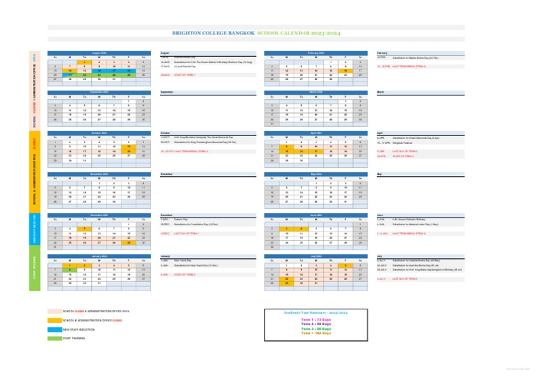 BCB Calendar 2022 2023 | PDF | Bangkok | Monarchy