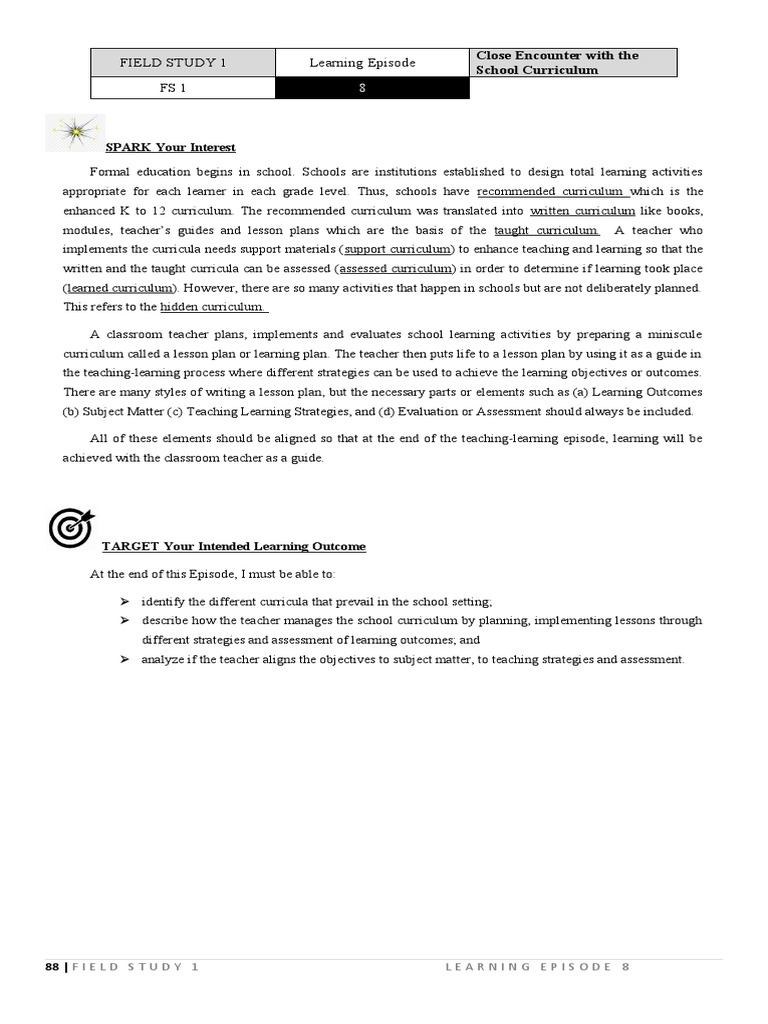 FS-1-EP-8 - Cont... Lesson Plan | PDF | Curriculum | Educational Assessment
