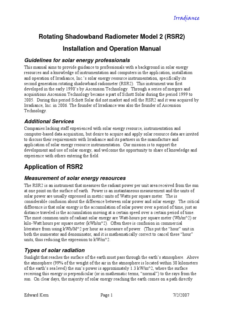 RSR2 Manual | PDF | Atmosphere Of Earth | Sun