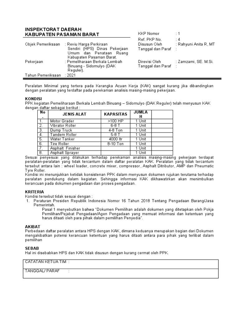 KKR Lembah Binuanng - Sidomulyo 2021 | PDF