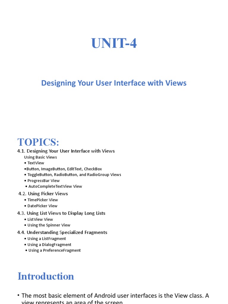 UNIT-4 Designing Your User Interface With Views | PDF | Button (Computing) | Menu (Computing)
