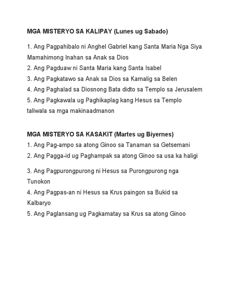 Mga Misteryo Sa Kalipay | PDF