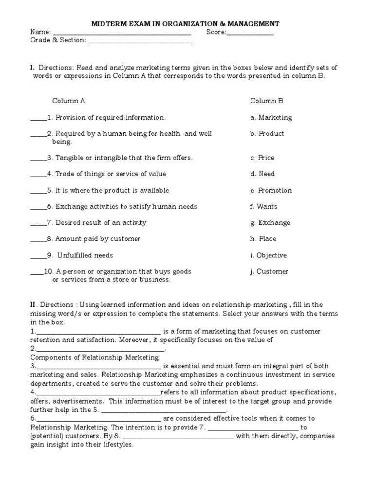 MIDTERM EXAM Principles of Marketing | PDF | Marketing | Business