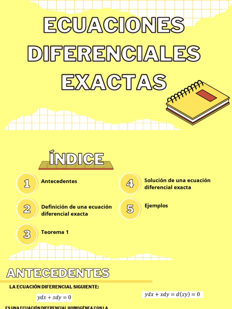 Ecuaciones Diferenciales Exactas | PDF | Ecuaciones | Ecuaciones diferenciales