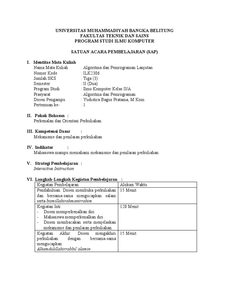 SAP Algoritma Dan Pemrograman Lanjutan | PDF | Komputer