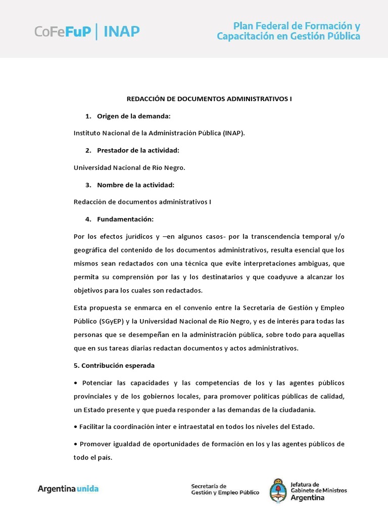 Redaccion de Documentos Administrativos I | PDF | Evaluación | Administración Pública