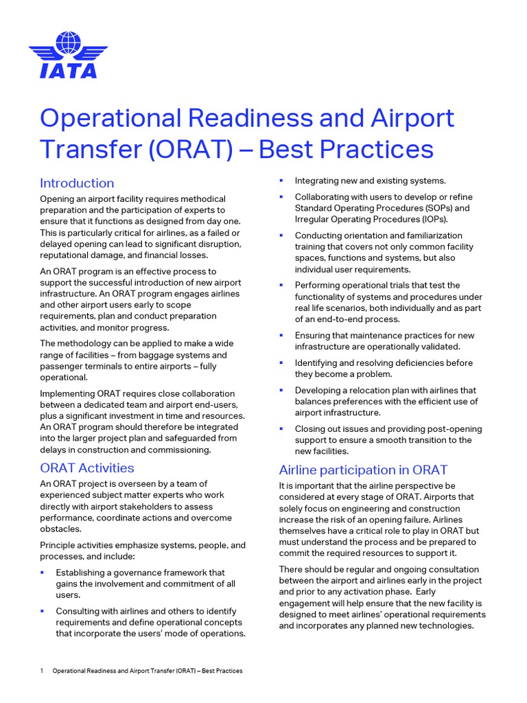 ORAT Best Practices for Airport Readiness | PDF | Airport | Governance