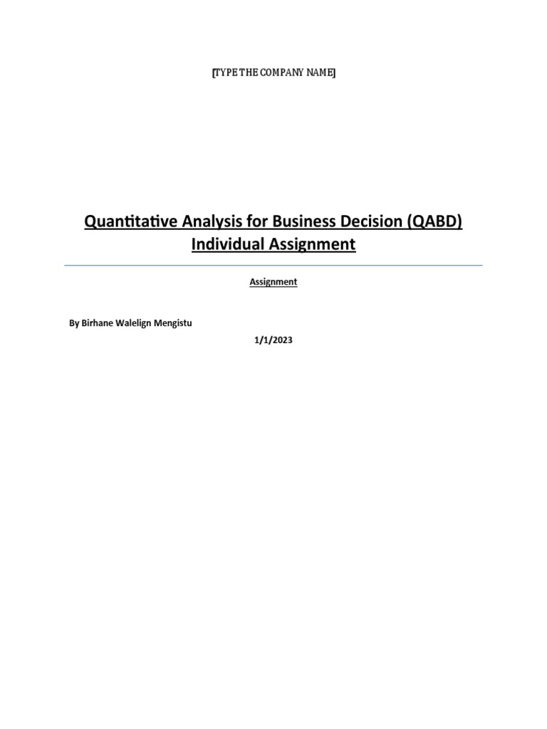 QABD Assignment Selected Modified | PDF | Applied Mathematics ...