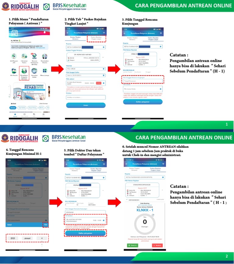 Selembaran Cara Ambil Antrean Di Mobile JKN | PDF